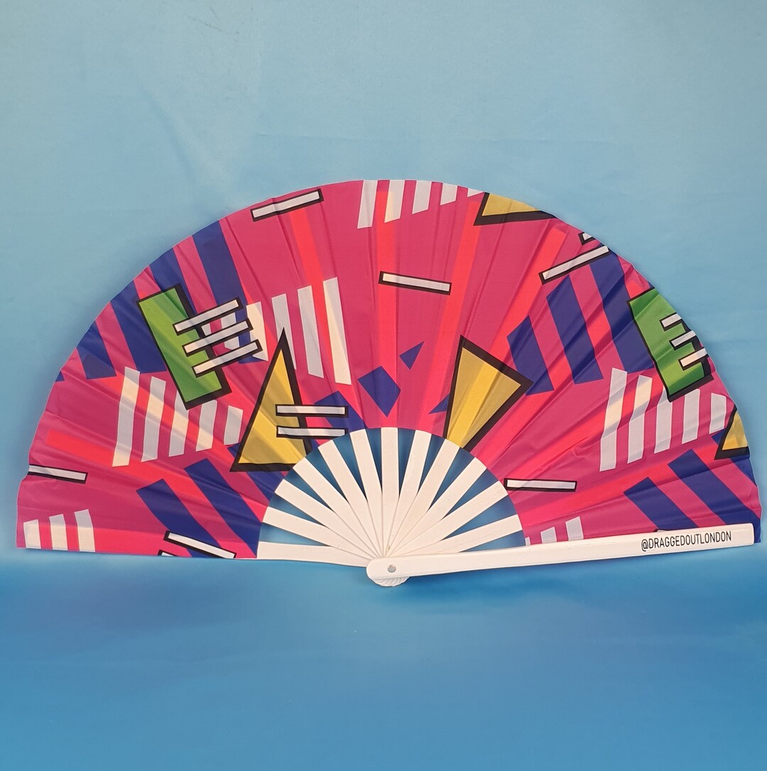 80's FRESH PRINT Giant Bamboo Clack Fan, Including a Draw String Bag ...