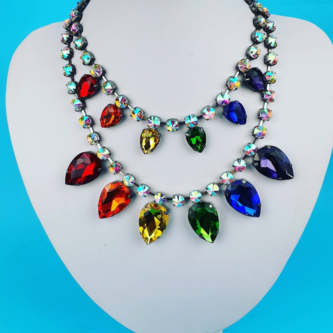 Handmade Premium Cut Crystal Necklace. Perfect for Weddings, Drag ...