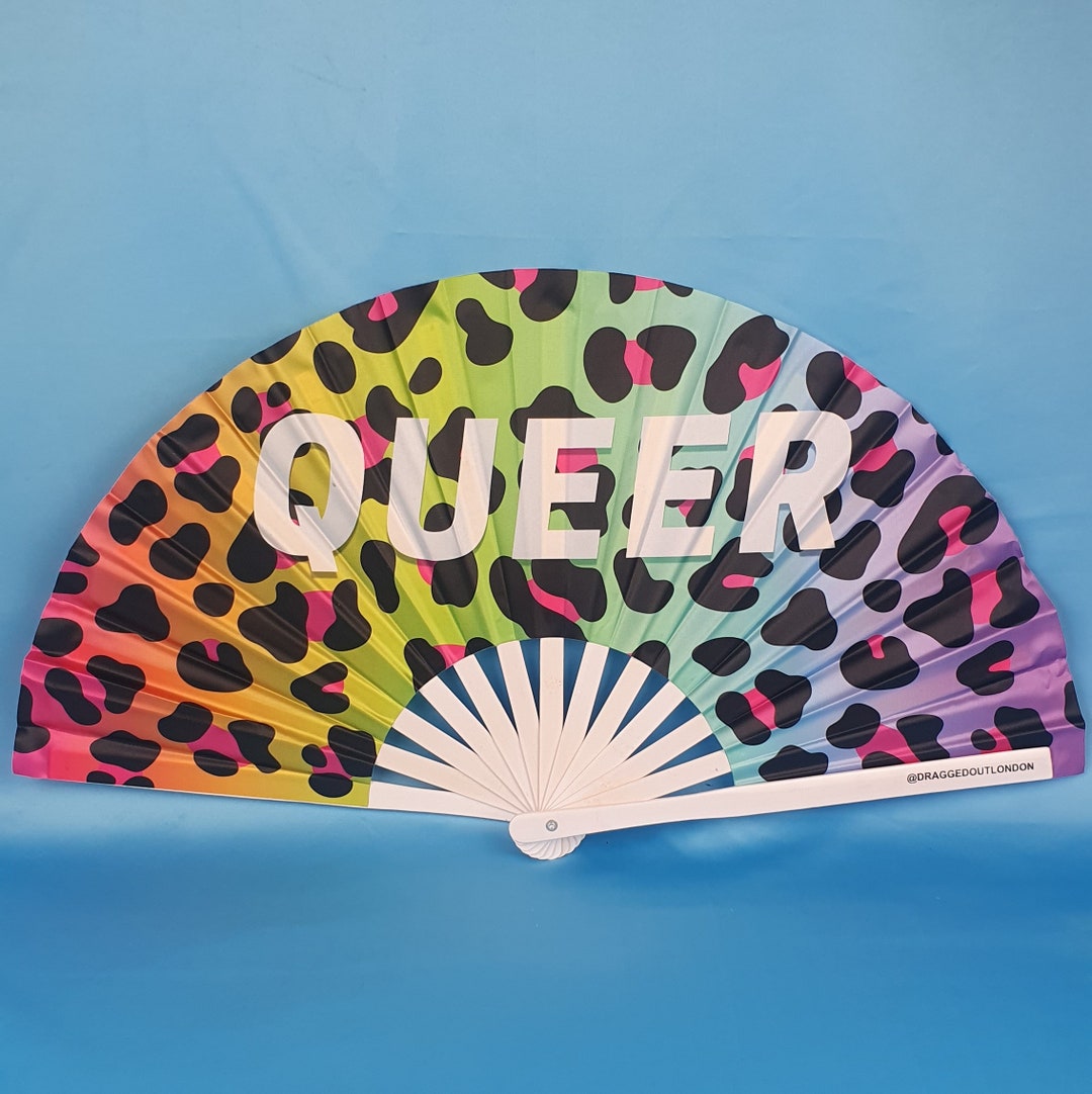 RAINBOW LEOPARD QUEER Lgbtq Giant Bamboo Clack Fan. Including a Draw ...