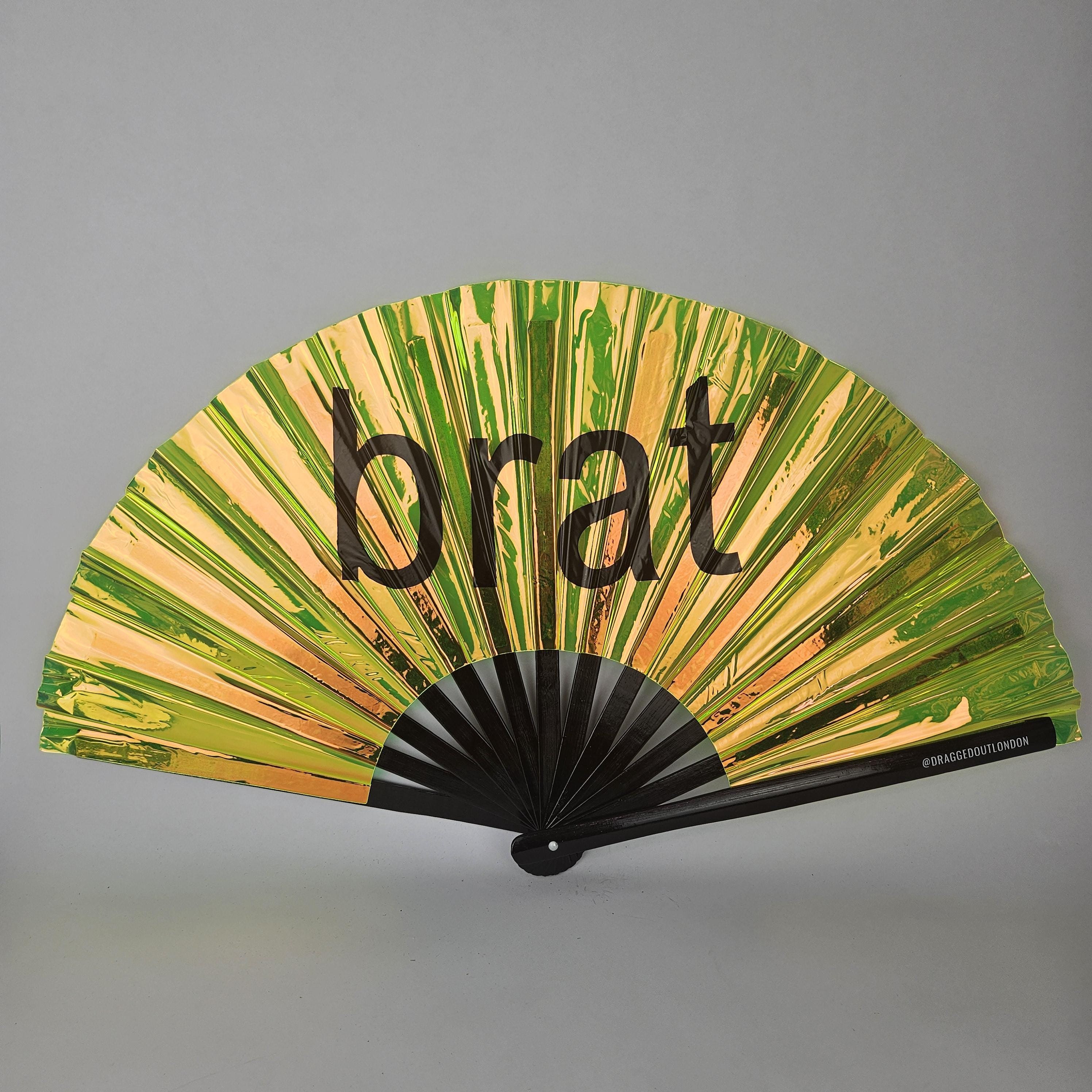 Brat Giant Metalic Bamboo Fan, Including a Draw String Bag. Festivals ...