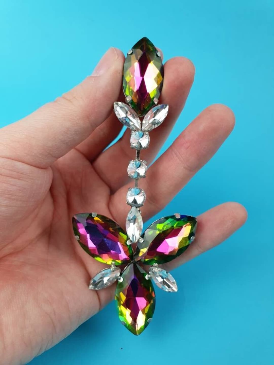 Handmade Crystal Stage Earrings, Drag Queen, Costume Jewellery Earrings ...