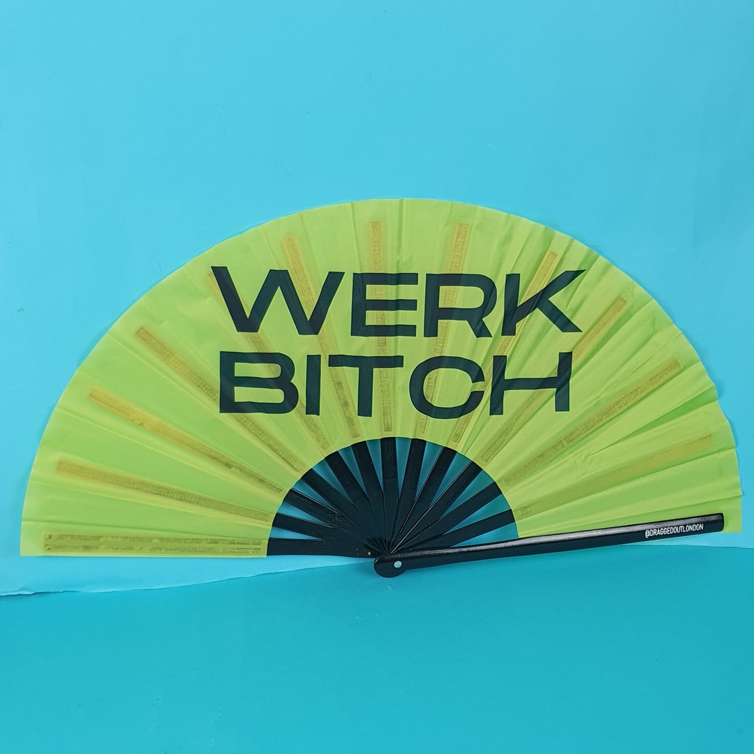 WERK BITCH Giant Bamboo Clack Fan, Including a Draw String Bag ...