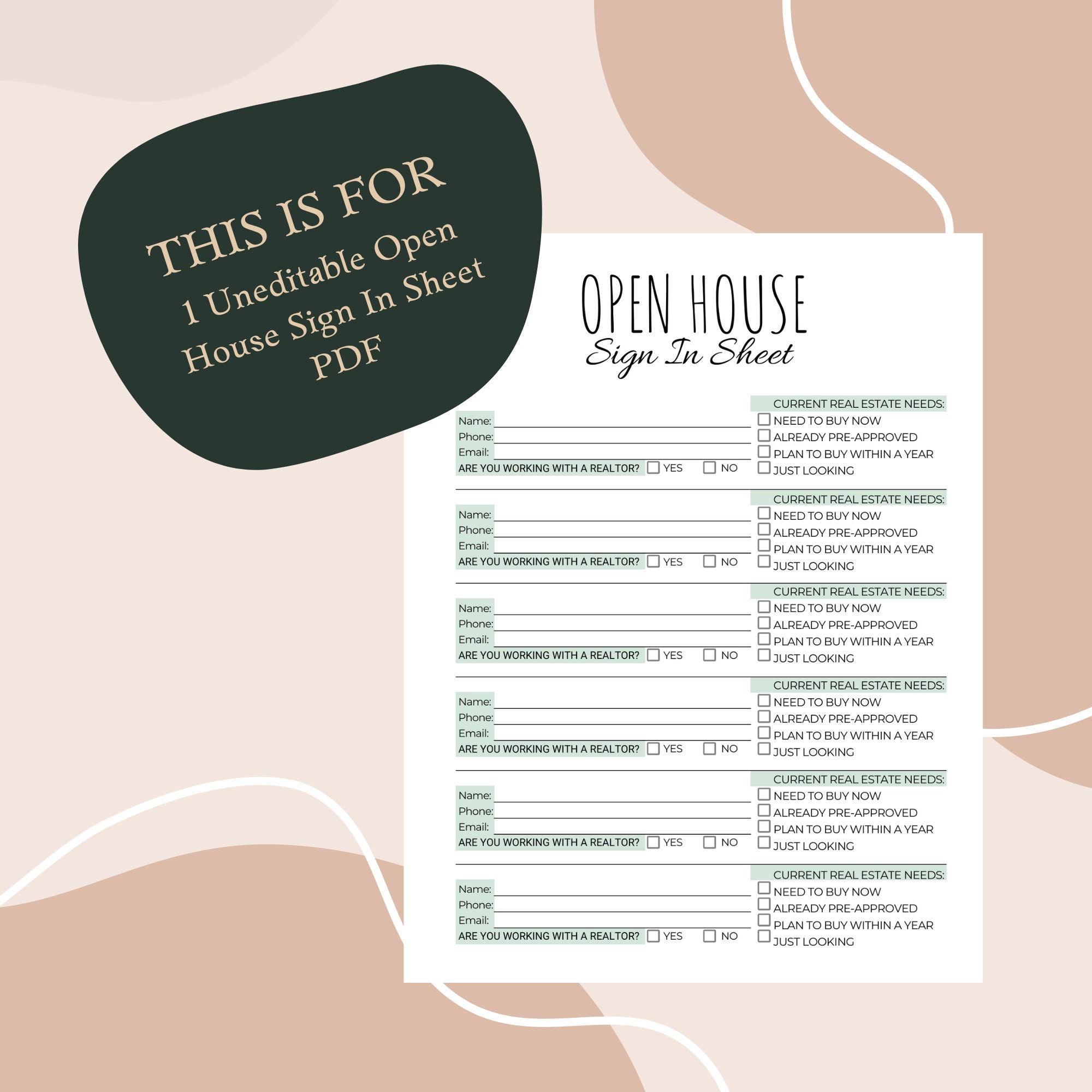 Open House Sign-in Sheets | Real Estate Printable | Real Estate ...