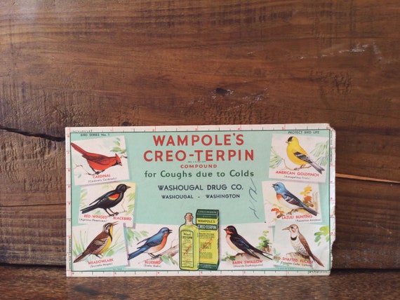 1930's Ink Blotter Wampoles Creo-terpin Bird Series No. | Etsy