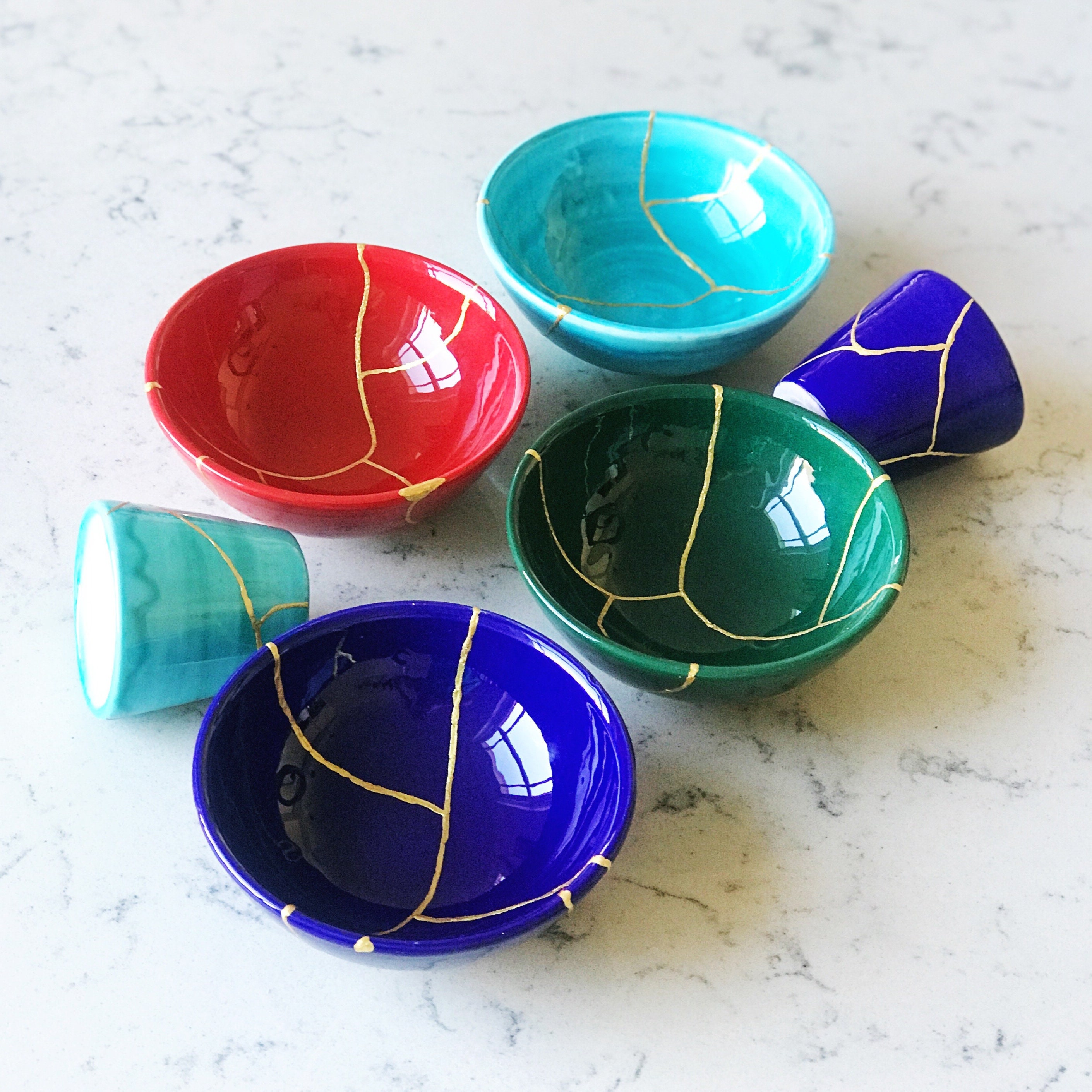 Set of 2 Kintsugi Inspired Bowls, Mix&match Bowls 027 - Etsy