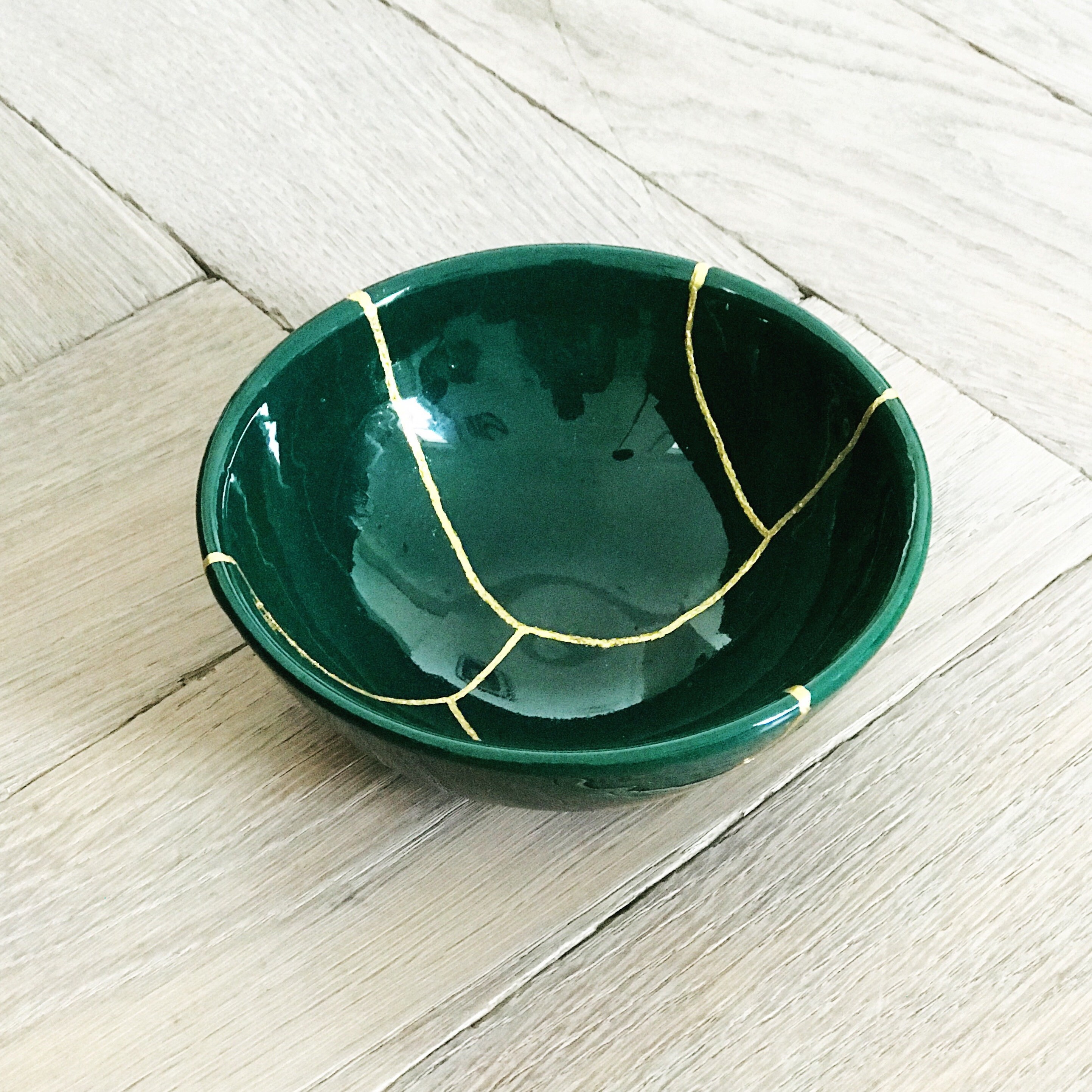 Green Kintsugi Inspired Bowl 026 - Etsy UK