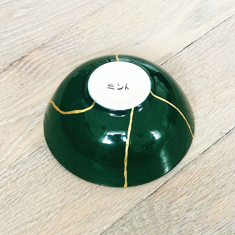 Green Kintsugi Inspired Bowl 026 | Etsy