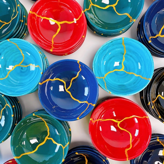 Set of 2 Kintsugi Inspired Bowls Mix&match Bowls 027 | Etsy
