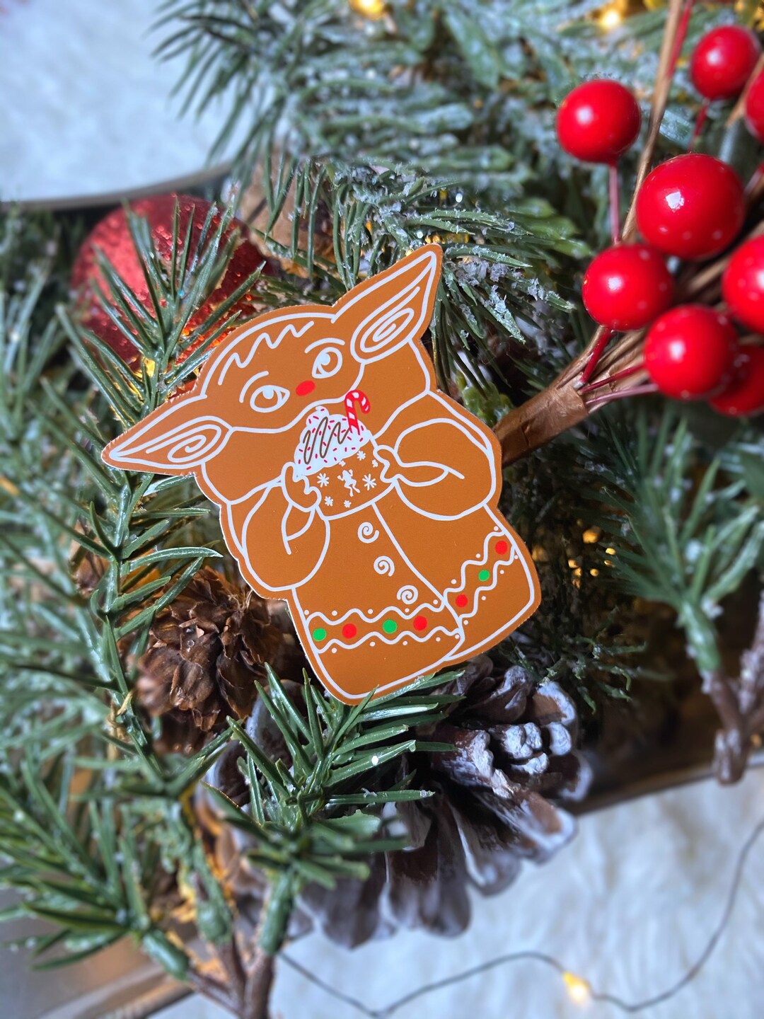 Baby Yoda Gingerbread Sticker - Etsy