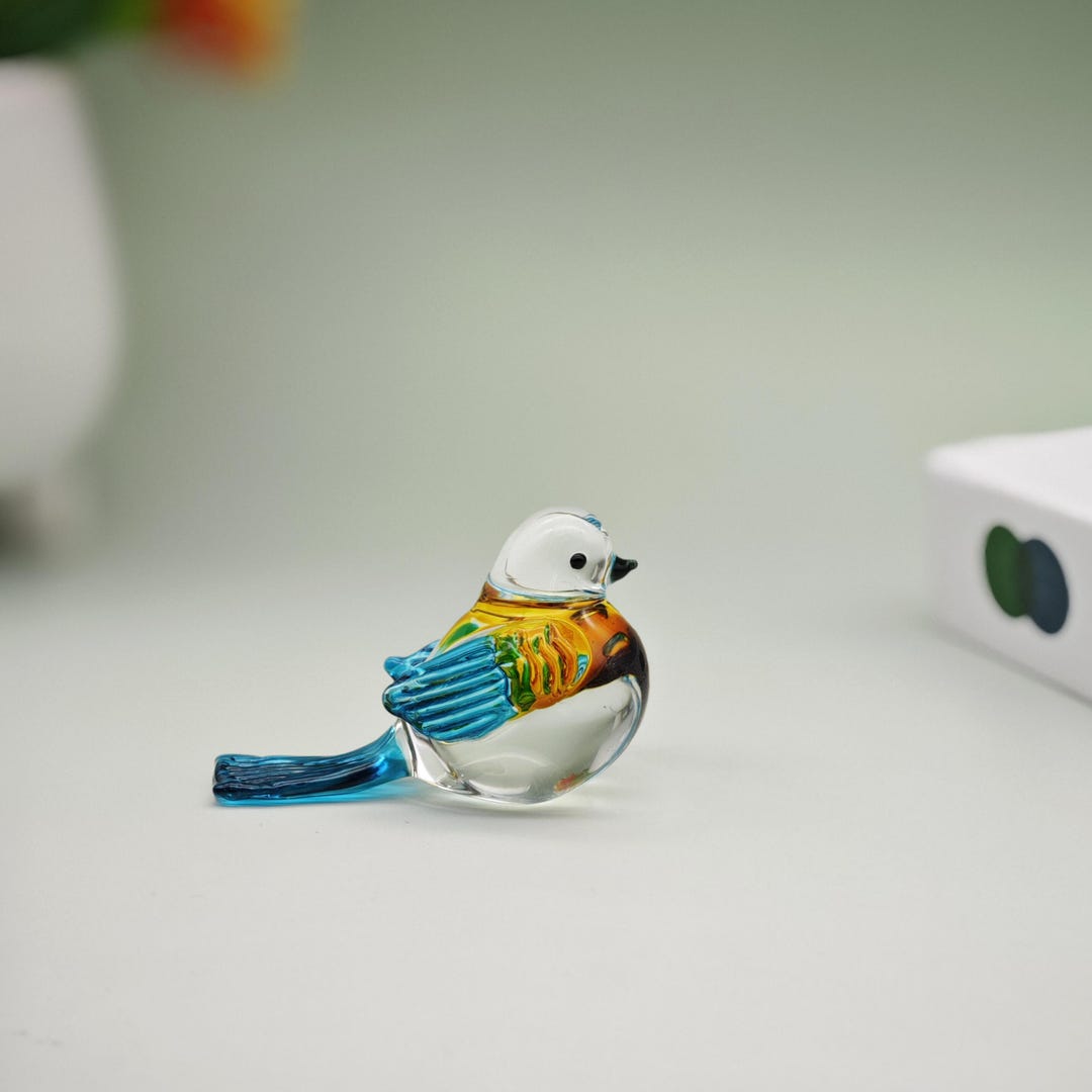 Glass Bird Figurines-small Glass Sculptures-blue Glass Bird-blue Bird ...