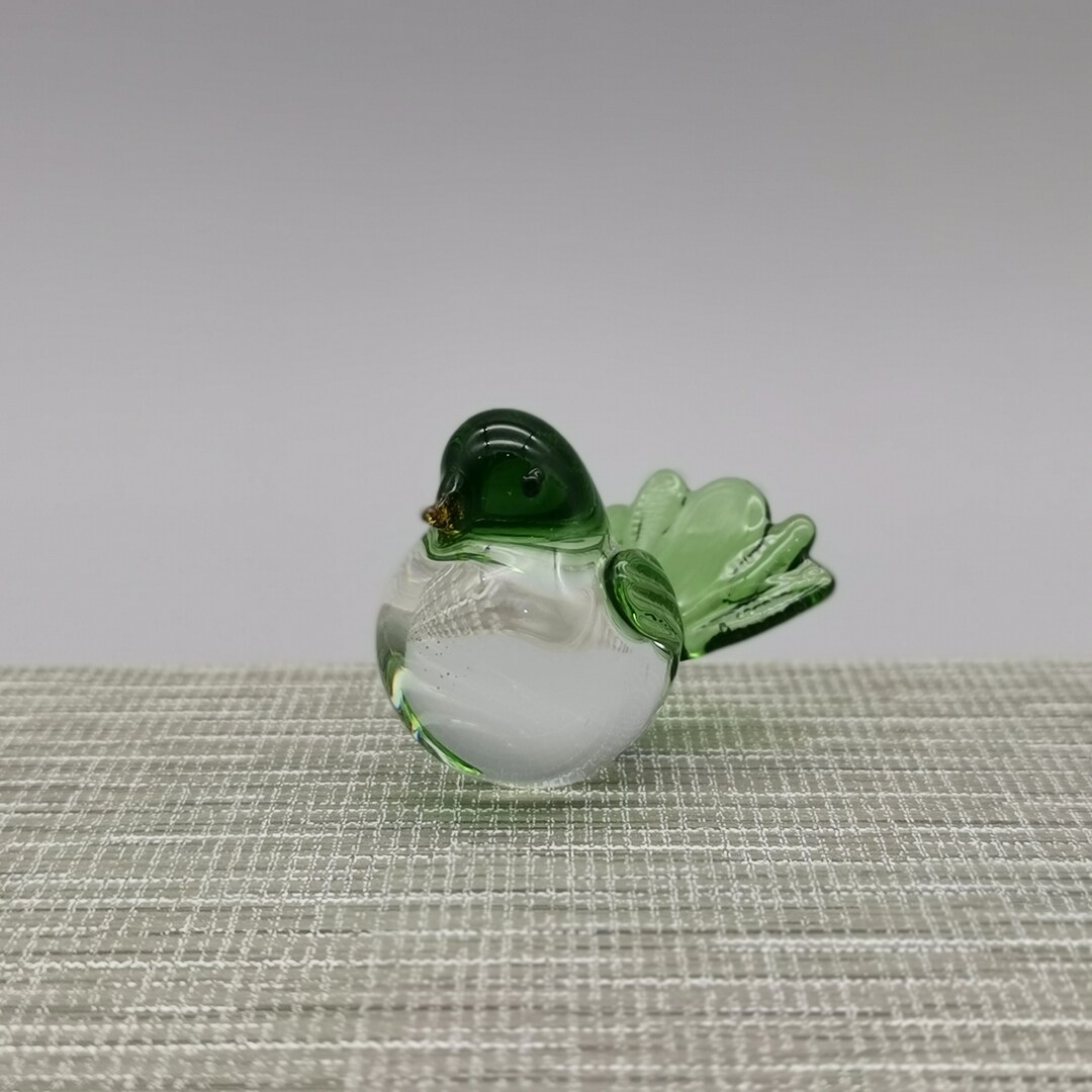 Glass Bird, Green Glass Blowing Bird, Small Glass Birds Figurines, Gift ...