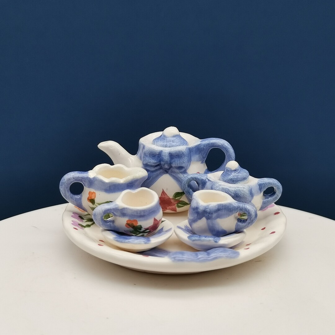 Miniature Coffee Set, Miniature Drink, Miniature Tea Pot, Dollhouse Tea ...