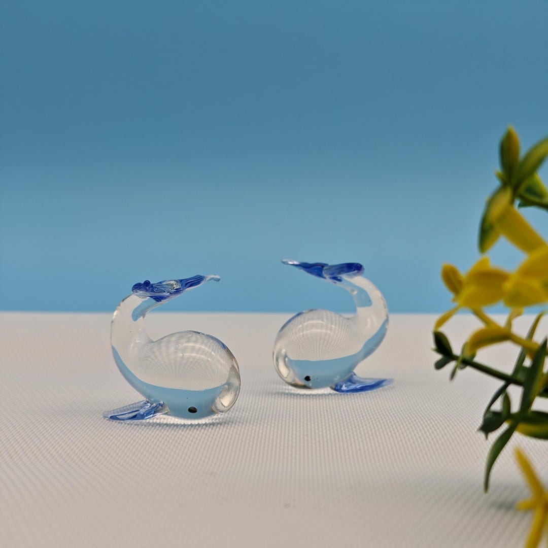 Handmade Miniature Glass Whale Sculpture-blue Whale Perfect for Whale ...