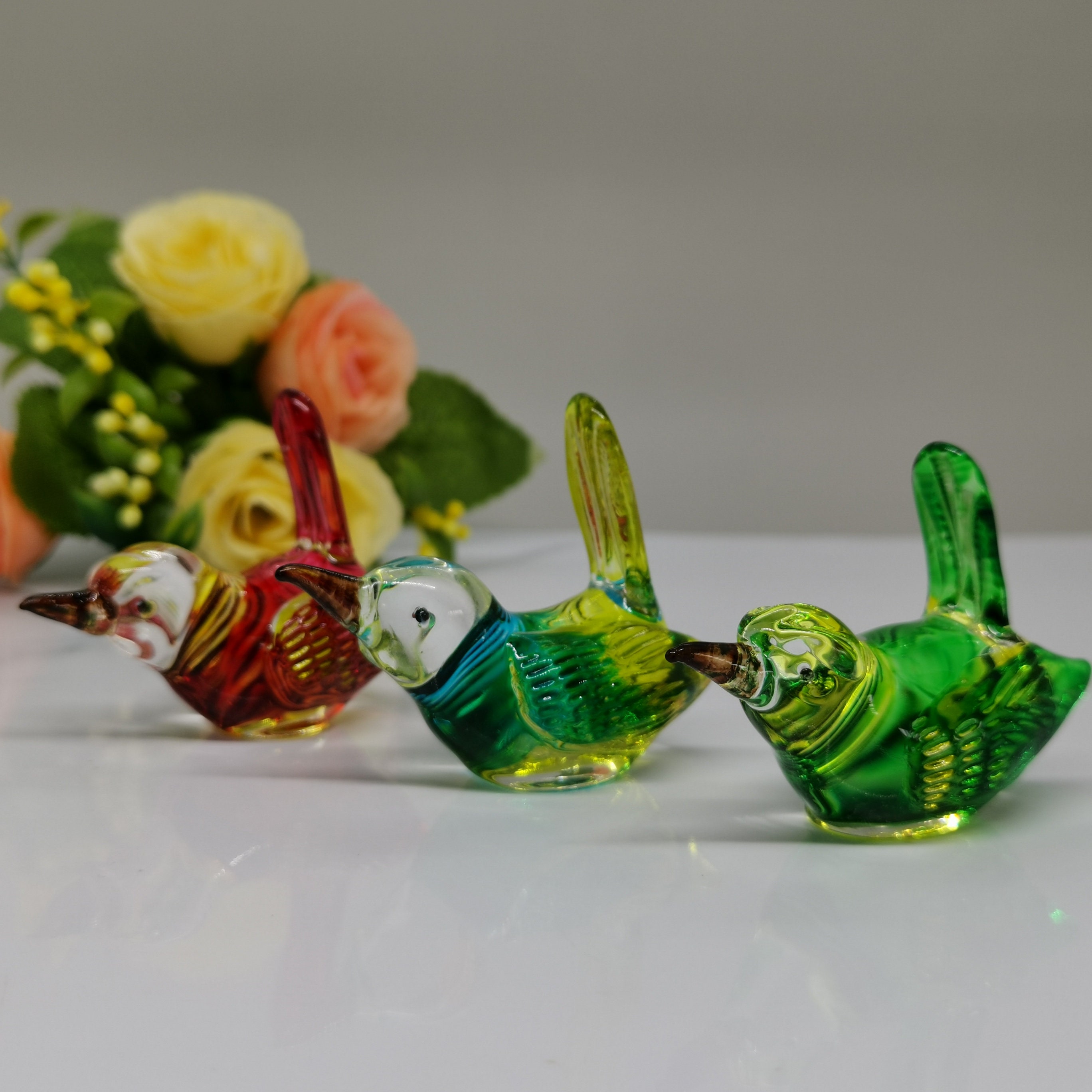 Glass Birds Hand Blown Glass Bird Figurine Glass Bird - Etsy