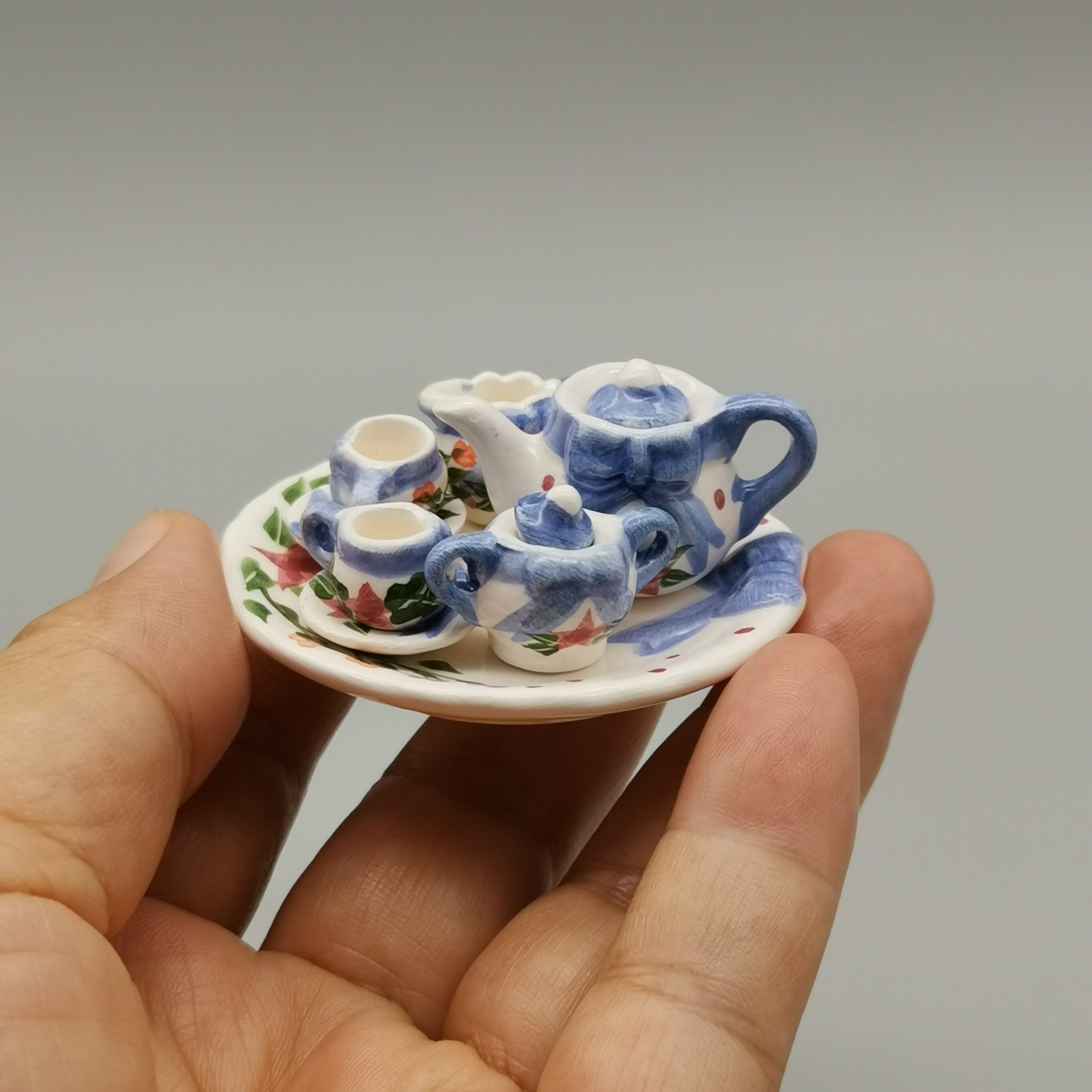 Miniature Coffee Set, Miniature Drink, Miniature Tea Pot, Dollhouse Tea ...