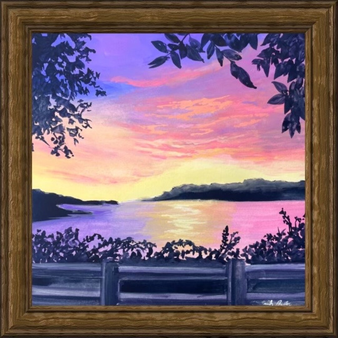 Gouache Sunset Landscape Art Print: Vibrant Impressionist Wall Decor - Etsy