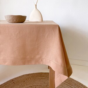 Soft Linen Tablecloth With Hemstitch in Tan, Earth Tone Table Decor ...
