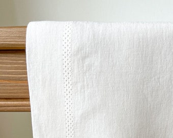 Natural Linen Tablecloth With Hemstitch, Beige Table Decor, Rectangular ...