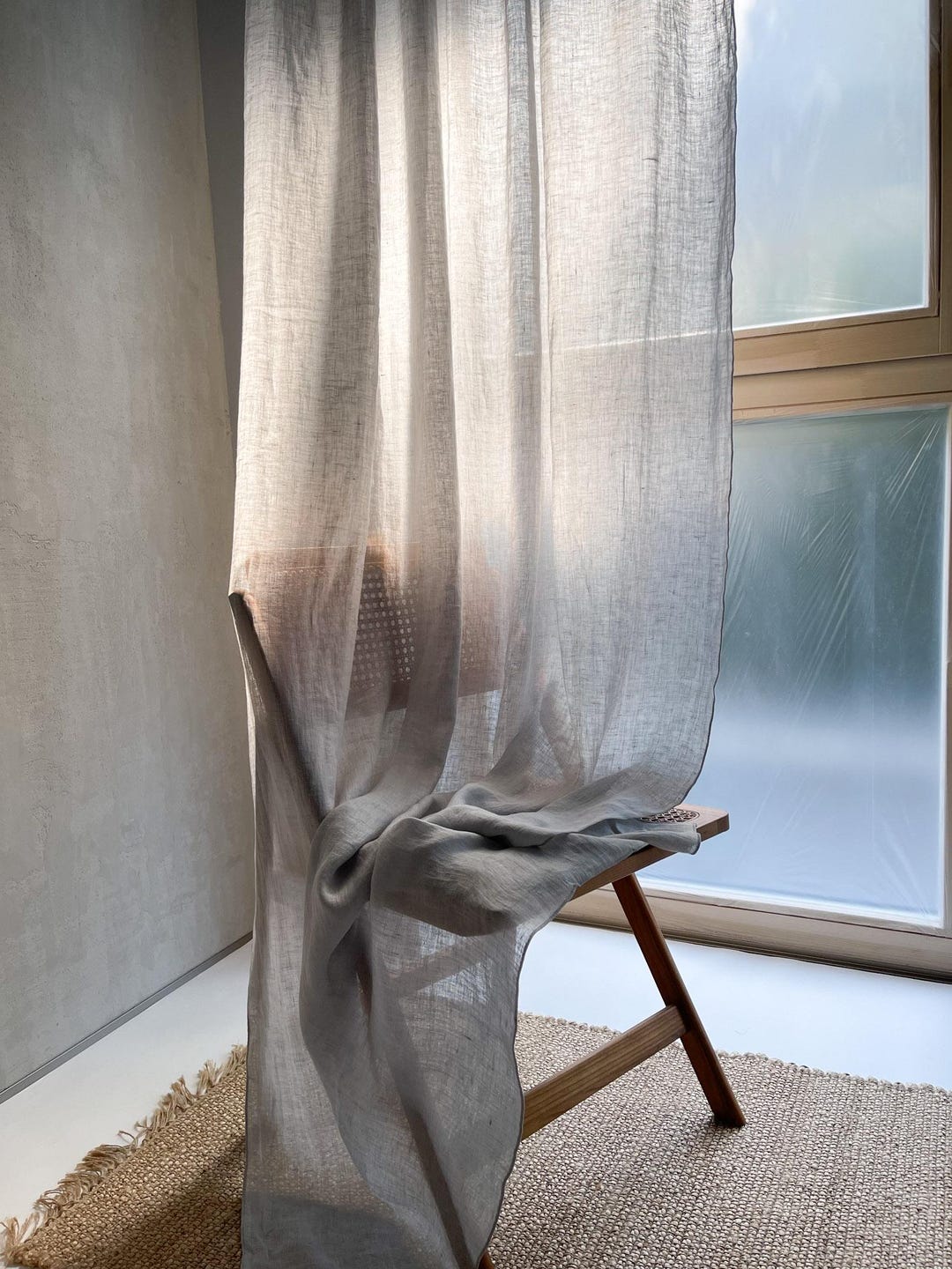 Linen Muslin Curtain for Bedroom, Washed Linen Drapery, Custom Size ...