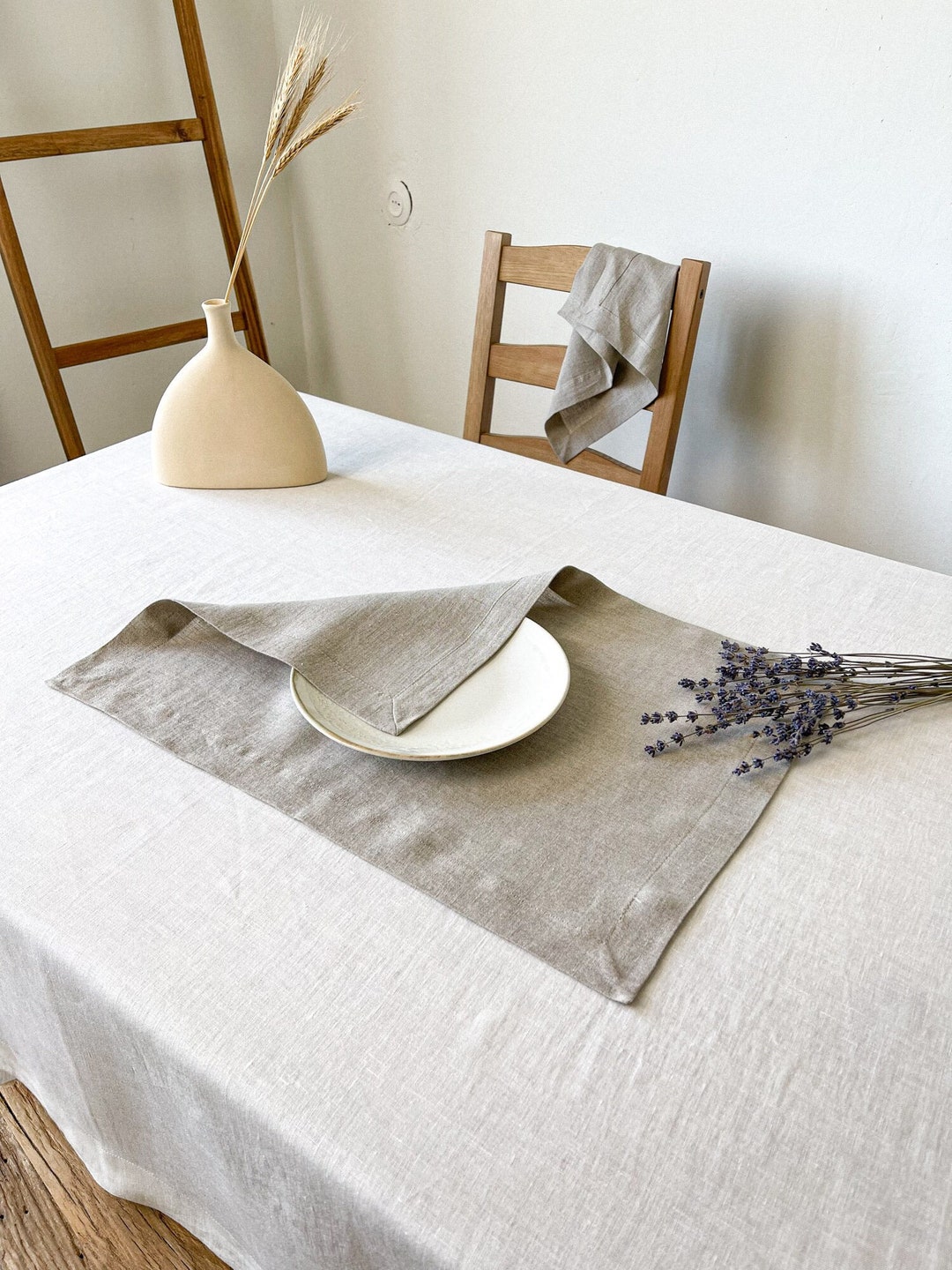 Natural Flax Table Placemats, Set of Linen Table Mats in Beige ...