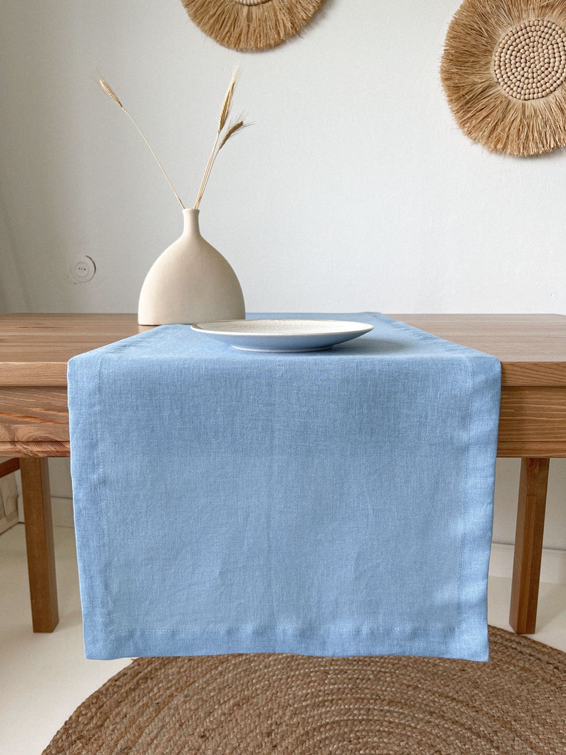 Light Blue Table Linen Runner Sky Table Runner Nordic Table - Etsy