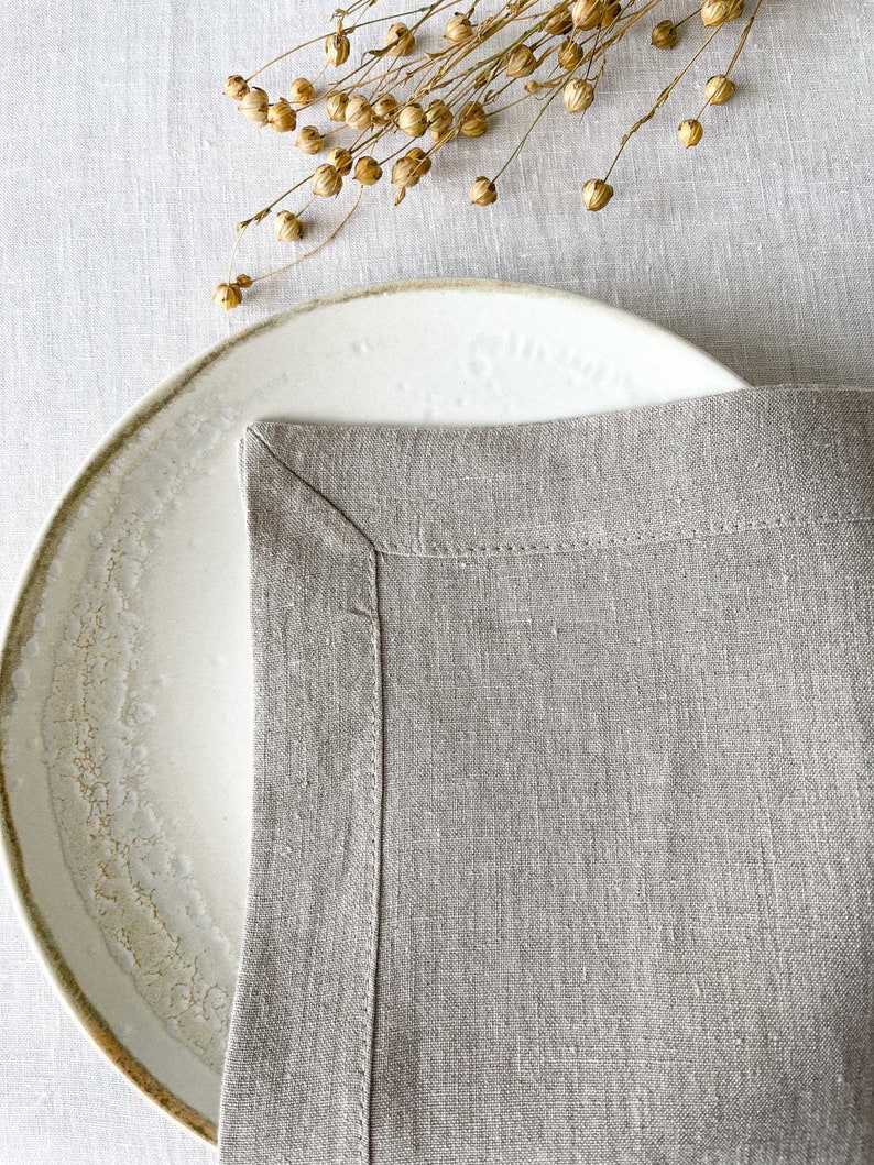 Beige Linen Napkins Set, Natural Cloth Napkins, Boho Linen Napkins ...
