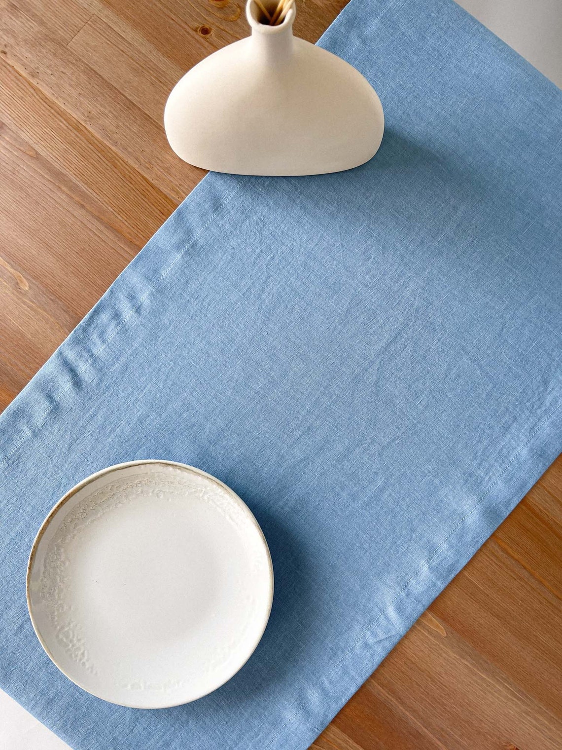 Light Blue Table Linen Runner Sky Table Runner Nordic Table - Etsy