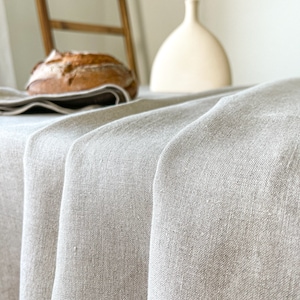Natural Linen Tablecloth With Hemstitch, Beige Table Decor, Rectangular ...