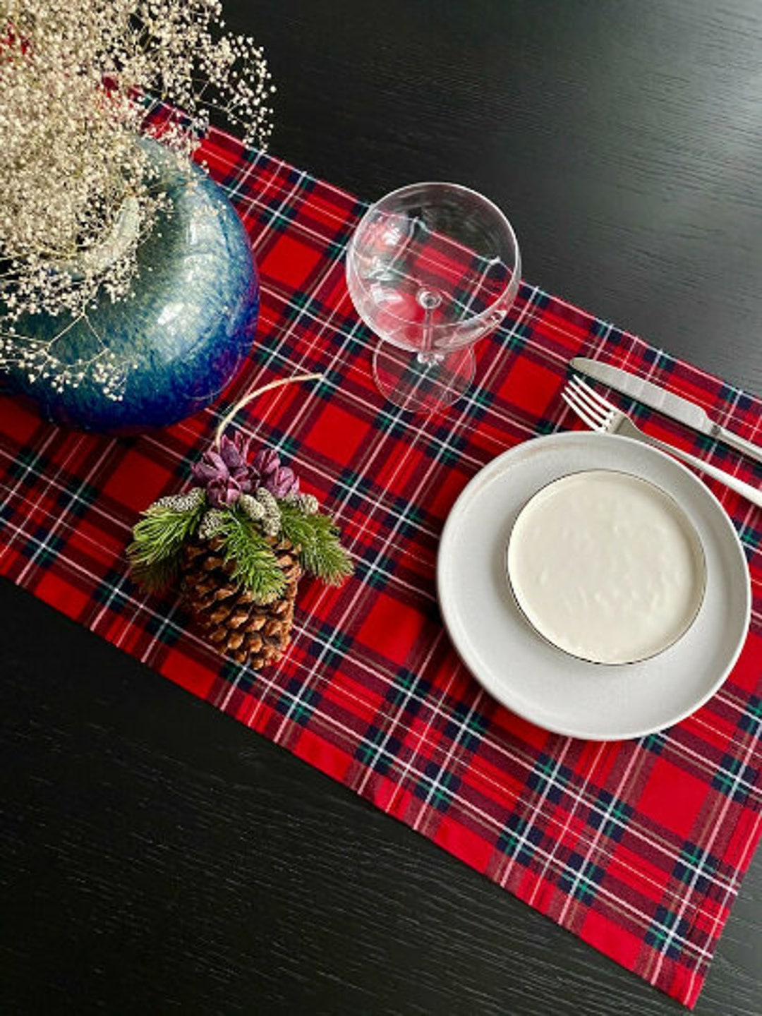 Tartan Table Runner, Christmas Table Runner, Linen Table Runner ...