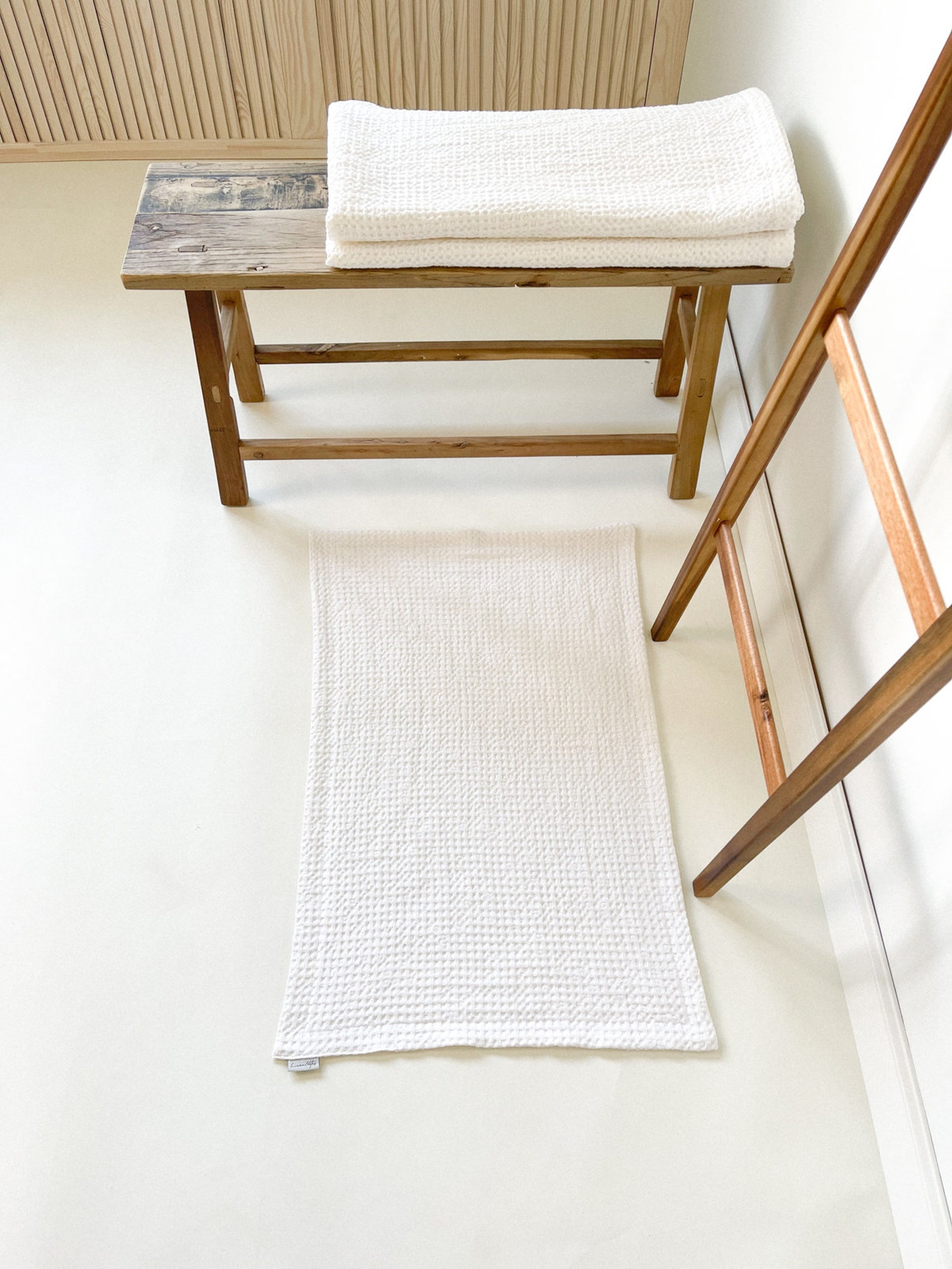 Waffle Bath Mat Double Layer Bathroom Rug Boho Decor - Etsy