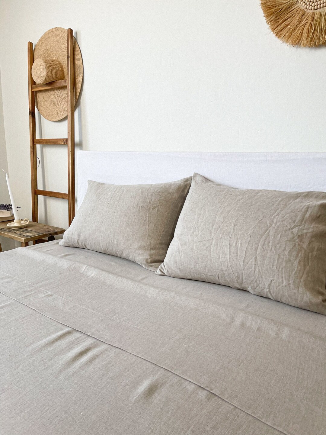 Natural Linen Sheets and Pillowcases, Sustainable Linen Bedding Set ...