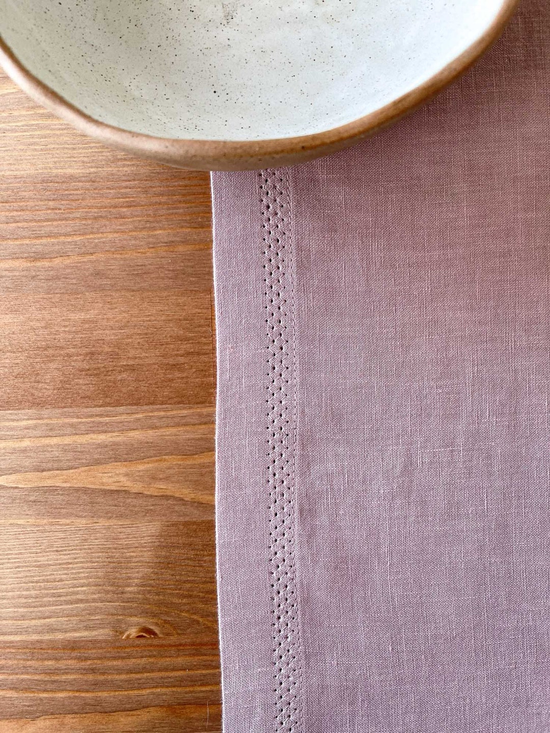 Unique Linen Table Runner With Hemstitch in Dusty Rose, Washed Linen ...
