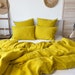 Washed Linen Duvet Cover in Chartreuse, Lightweight Flax Bedding ...