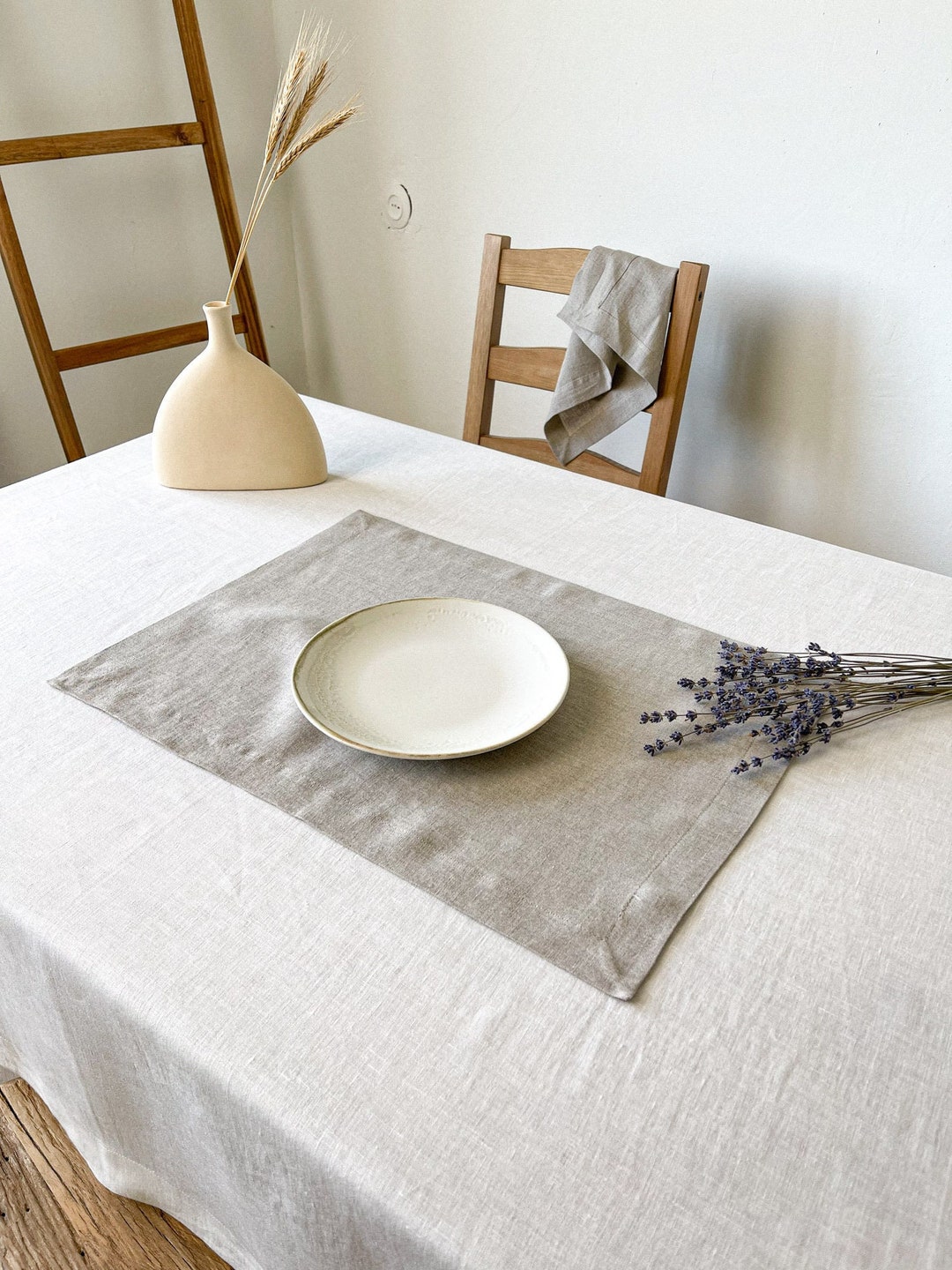Natural Linen Placemats, Flax Cloth Placemat Set, Country Style ...