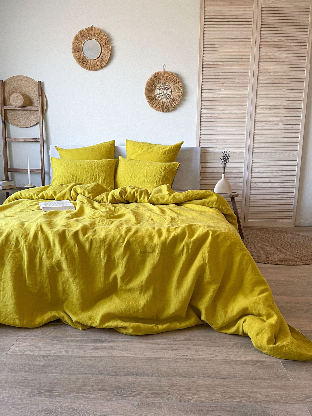 Chartreuse Linen Duvet Cover, Lightweight Flax Bedding, Organic Home ...