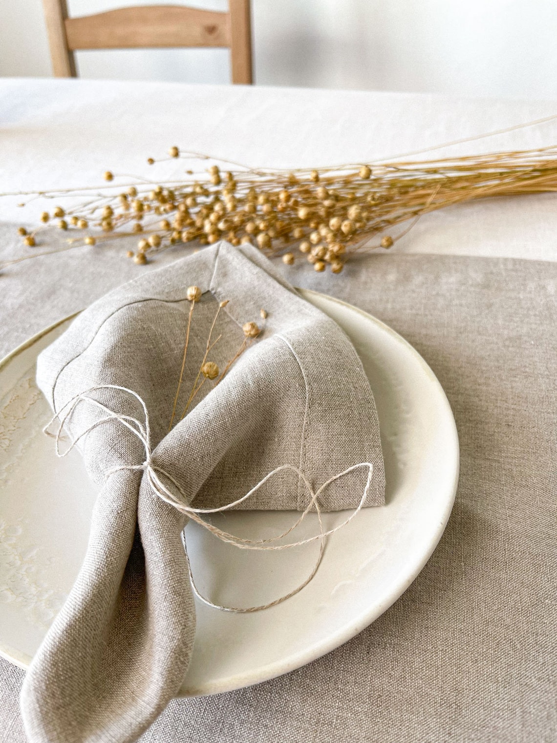Beige Linen Napkins Set, Natural Cloth Napkins, Boho Linen Napkins ...