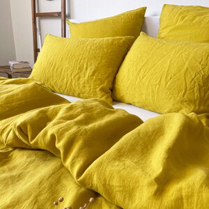 Chartreuse Linen Duvet Cover, Lightweight Flax Bedding, Organic Home ...
