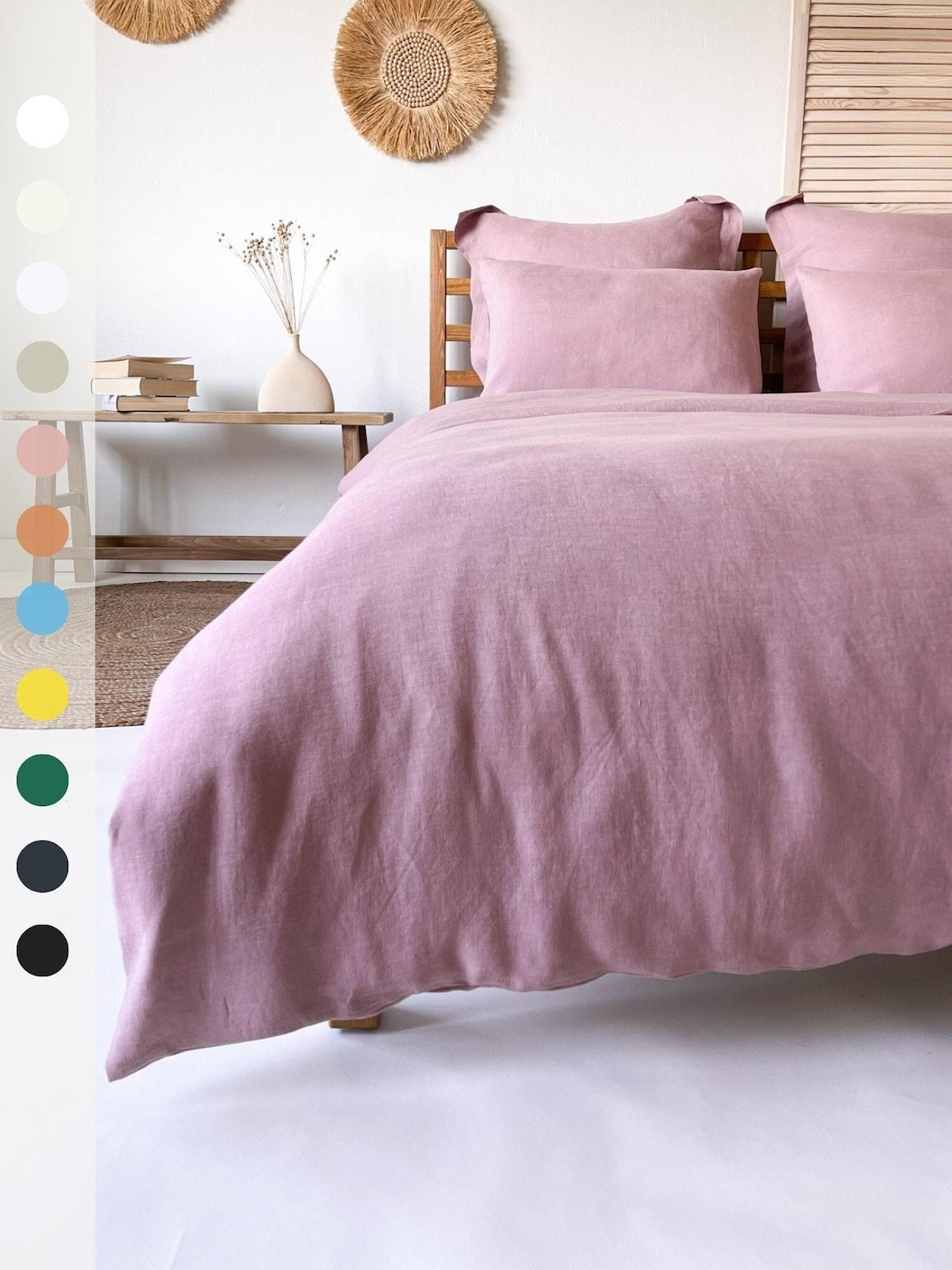 Linen Duvet Cover in Various Colors, Sustainable Linen Bedding, Queen ...