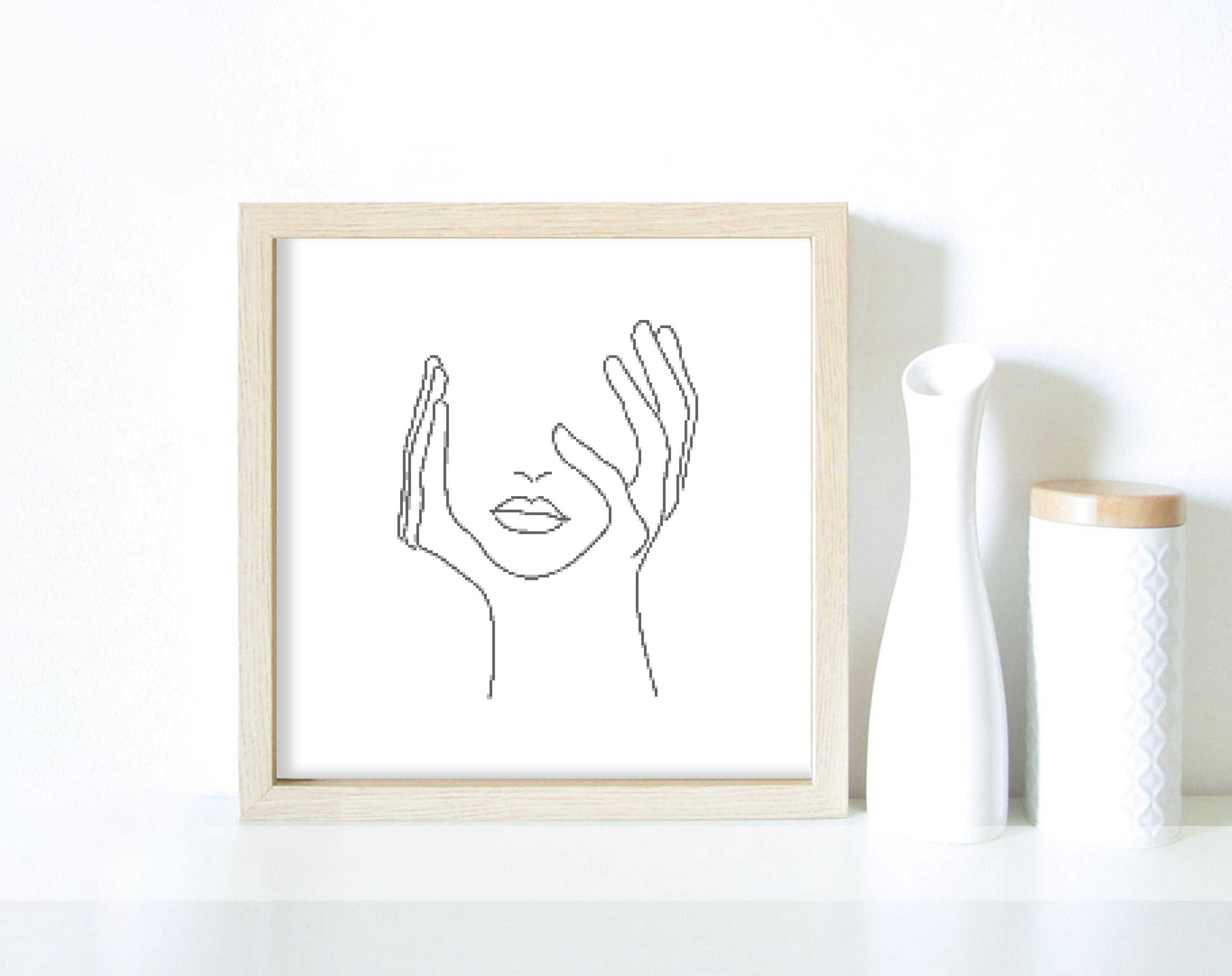 Woman Face of Hands Hand Silhouette Female Love Solitude | Etsy