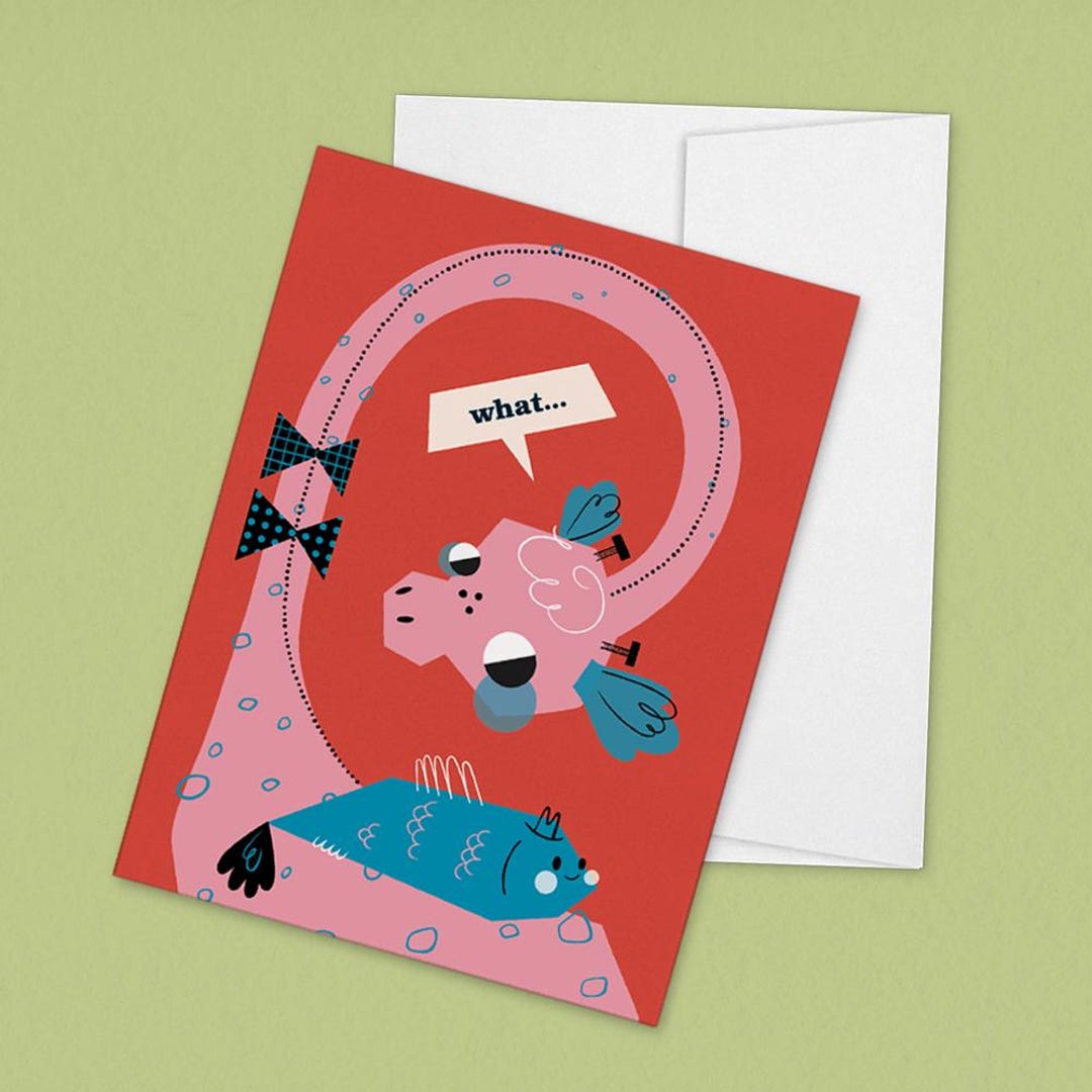 Cute Animal Greeting Card, What's Happening Notecard, Quirky Giraffe ...