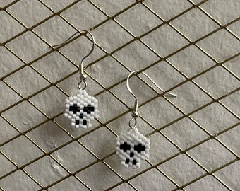 Beaded Skull Earrings - Etsy