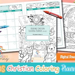 Kids Christian Coloring Planner | Fillable Undated Digital Download 8 ...