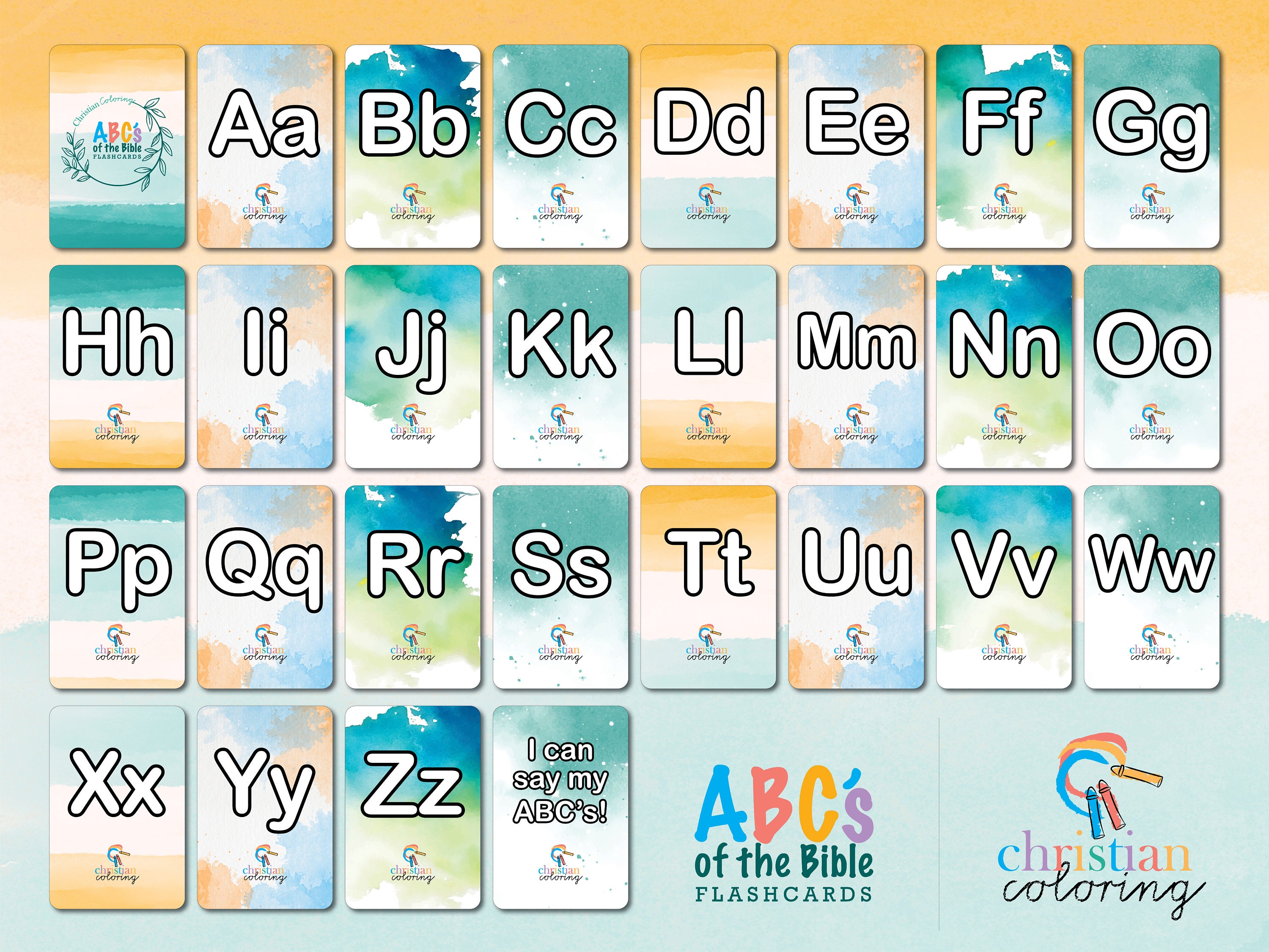 Abc's of the Bible Coloring Flashcards KJV Bible Verses for Little Ones ...