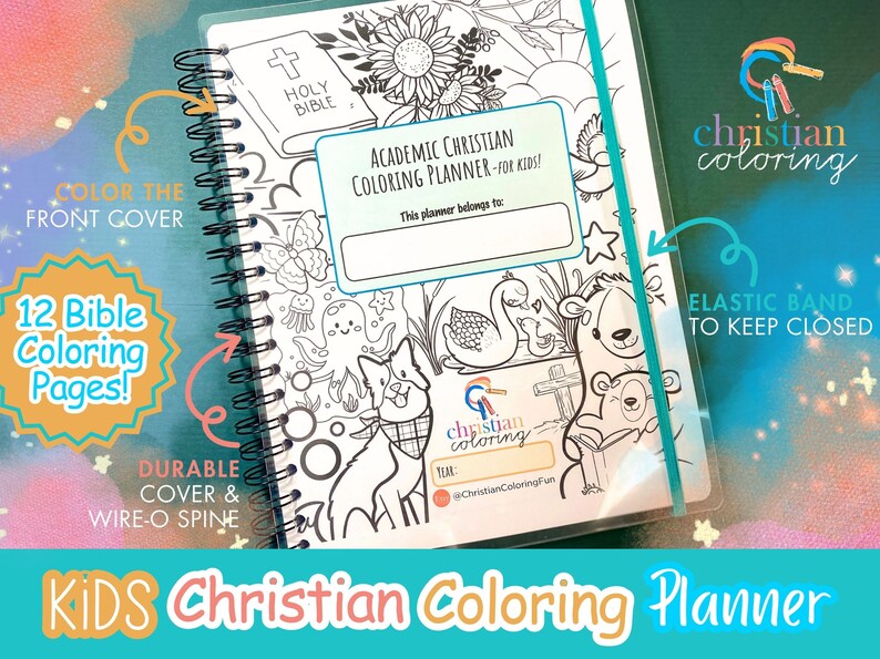 Kids Christian Coloring Planner | KJV Bible Verses - Etsy