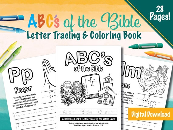 Abc's of the Bible: Letter Tracing & Coloring Book for | Etsy
