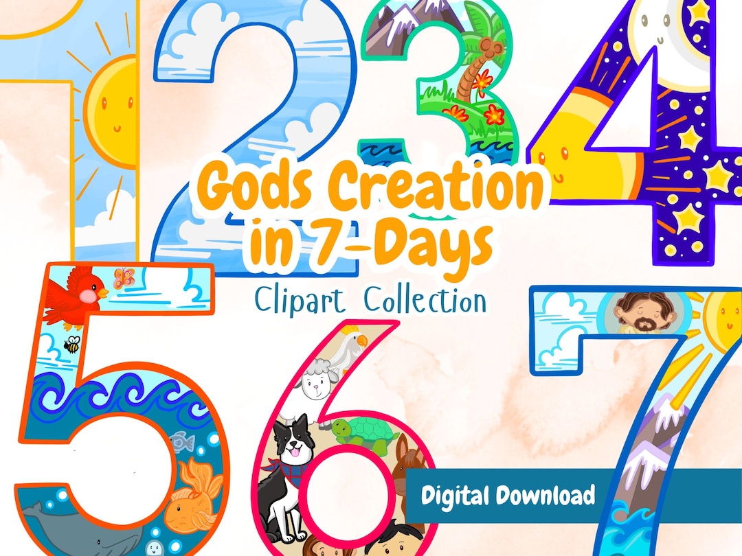 God's Creation in 7 Days Clipart | Genesis Bible Story | PNG ...