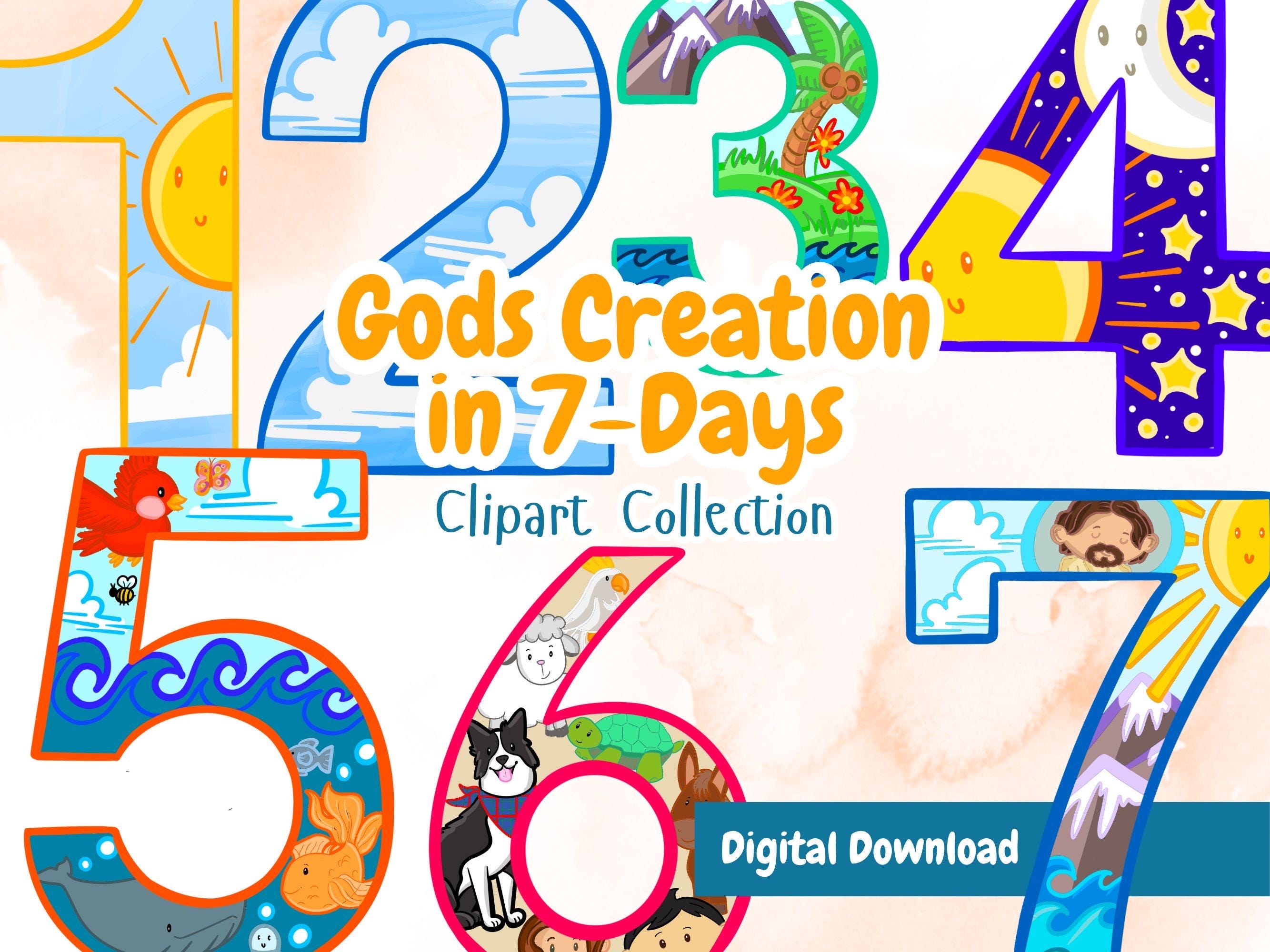 God's Creation in 7 Days Clipart | Genesis Bible Story | PNG ...