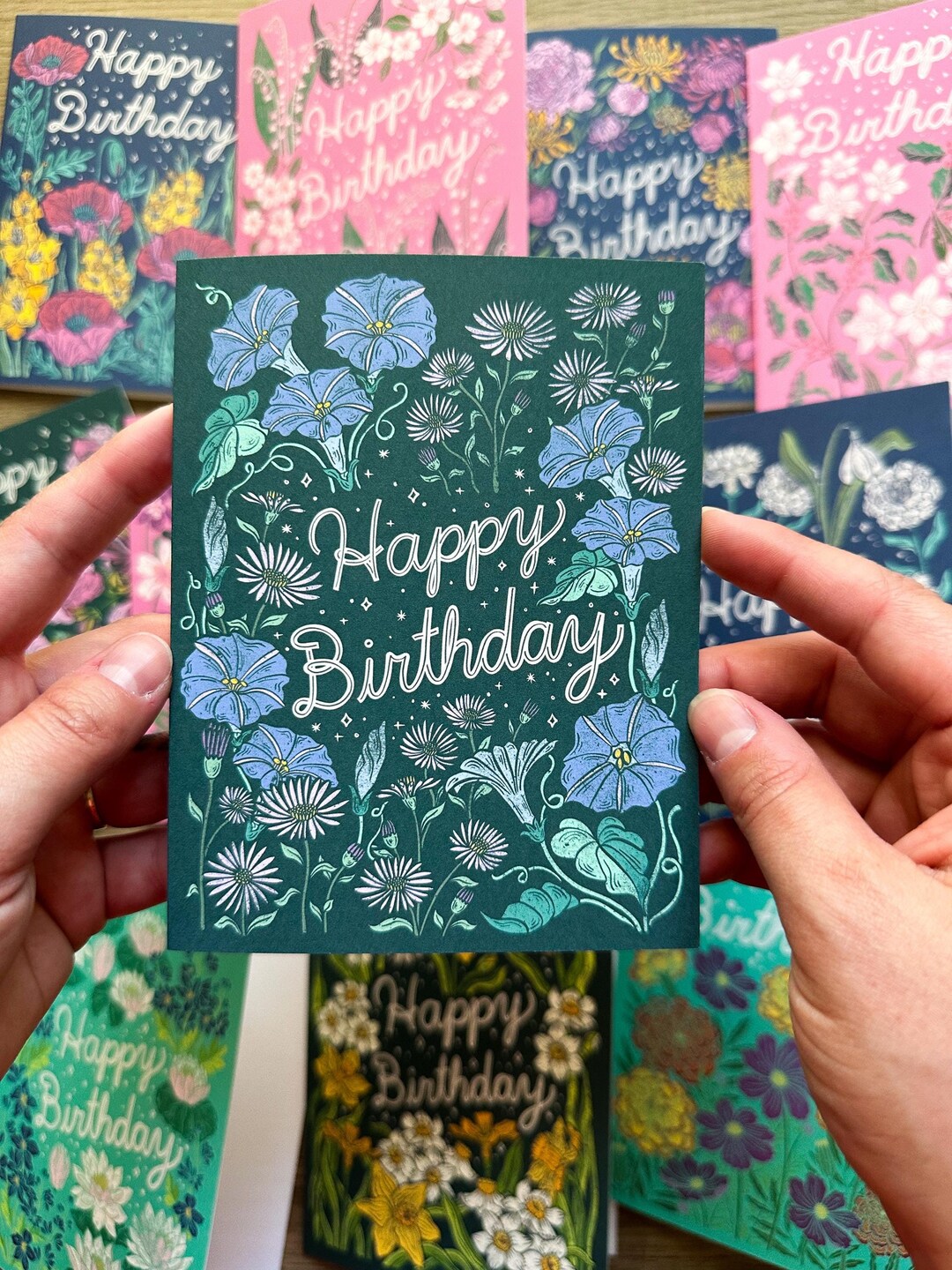 Birth Flower Birthday Card September Birth Flowers Birthday Greeting ...