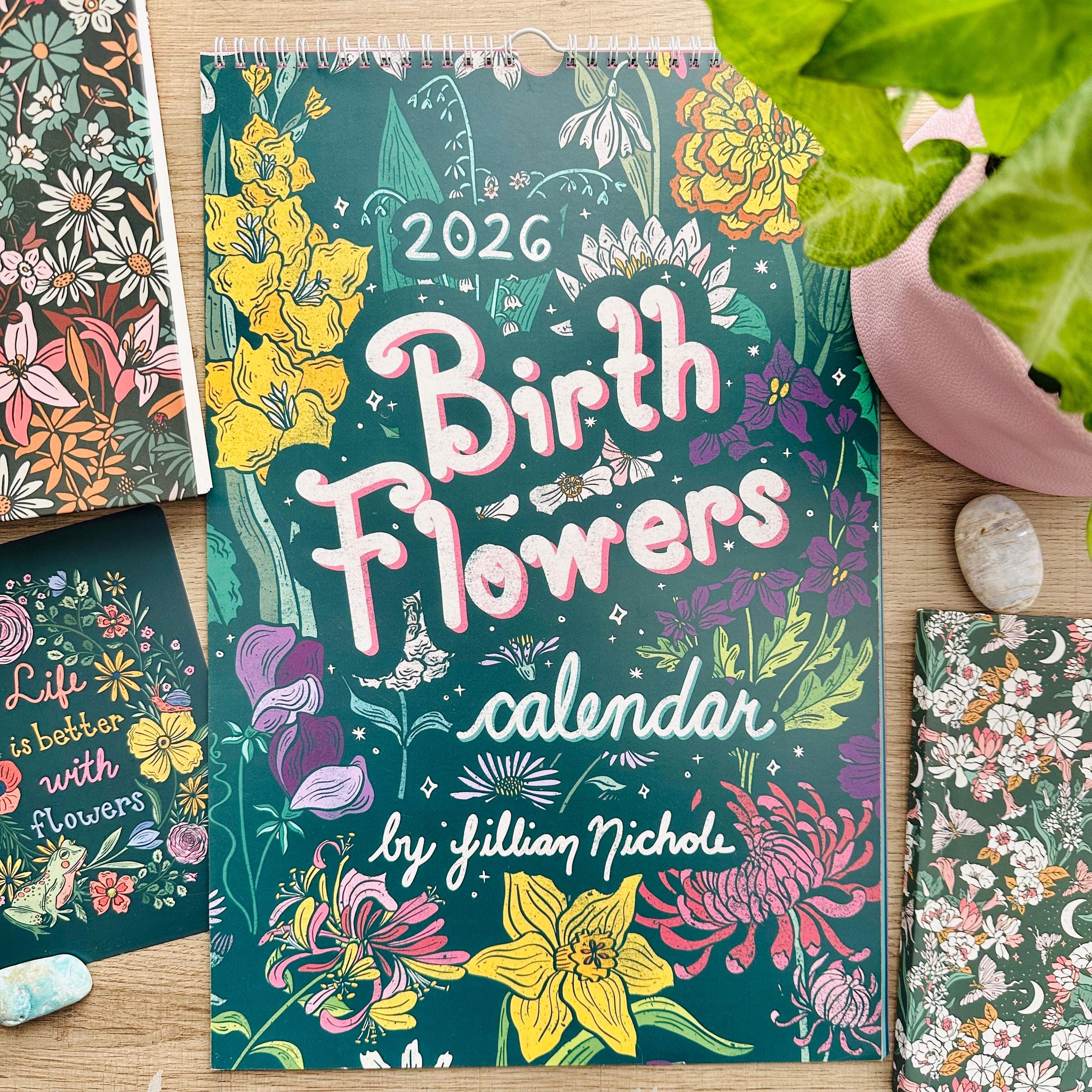 2026 Birth Flower Calendar: Illustrated Whimsical Botanical Wall Art ...