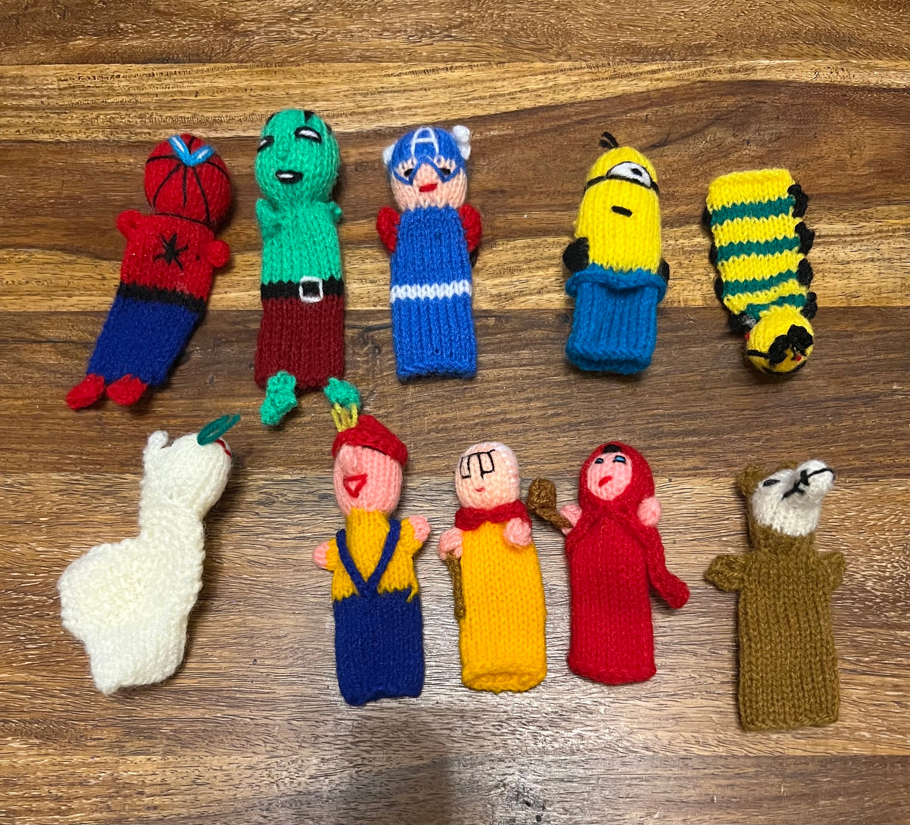 10 Hand Knitted Finger Puppets Peru Story Telling Party Bags Stocking ...